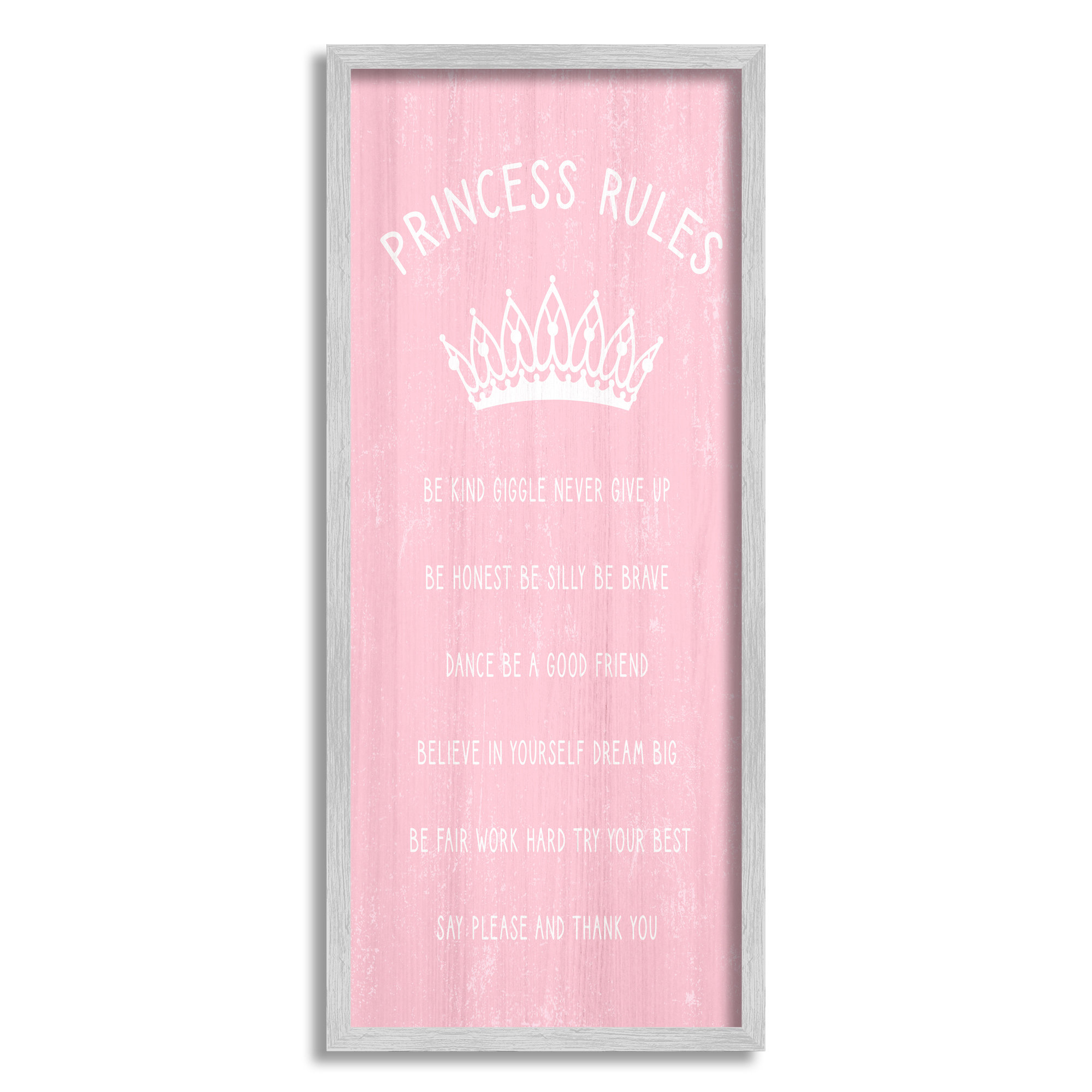 Stupell Industries Pink Princess Rules Sign Kids Motivational Phrases ...