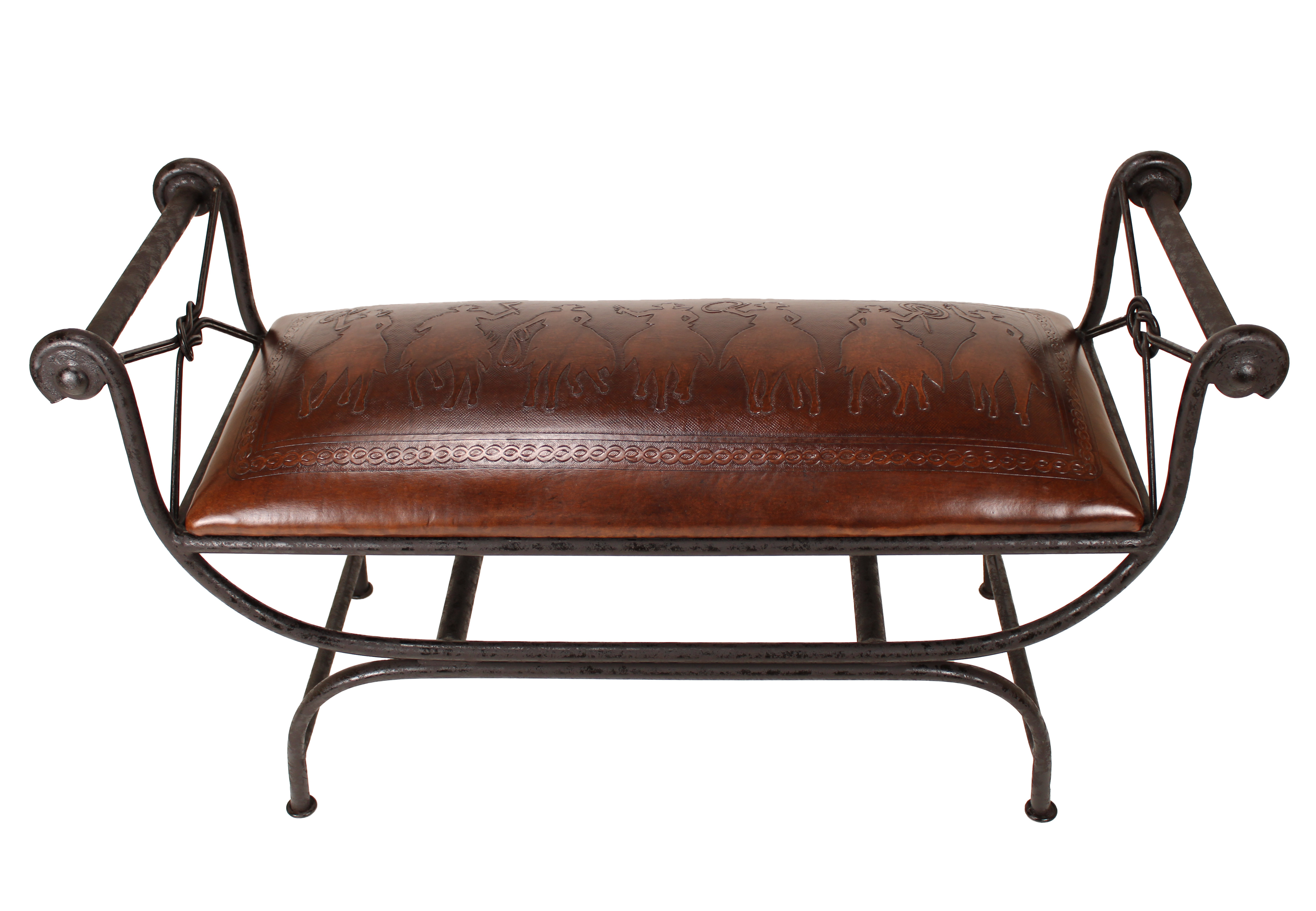 New World Trading Western Genuine Leather Bench | Wayfair