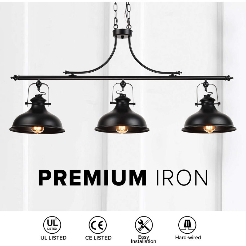 Williston Forge Waynetown 3 - Light Black Kitchen Island Pendant ...