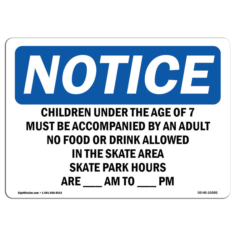 SignMission Children Under The Age Of 7 Must Be Accompanied Sign | Wayfair