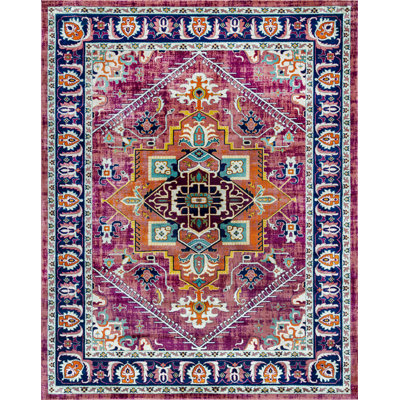 Bungalow Rose Depew Performance Purple/Gold/Blue Rug & Reviews | Wayfair