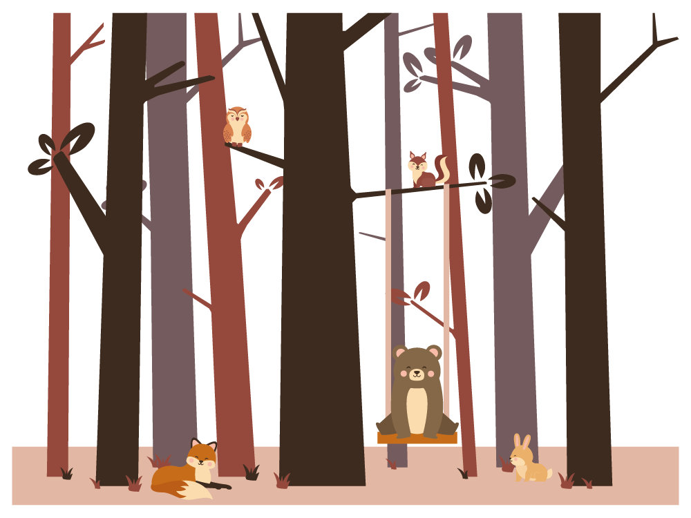 Millwood Pines Bear Fox Chipmunk & Owl Forest Animals Wall Decal | Wayfair