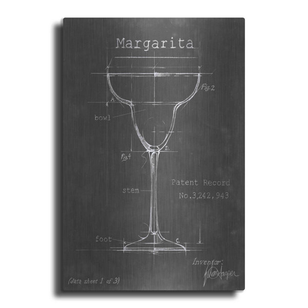 17 Stories Luxe Metal Art 'Barware Blueprint VI' By Ethan Har Barware ...