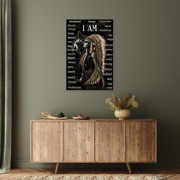 Trinx Native American I Am Woman - 1 Piece Rectangle Gra Native ...