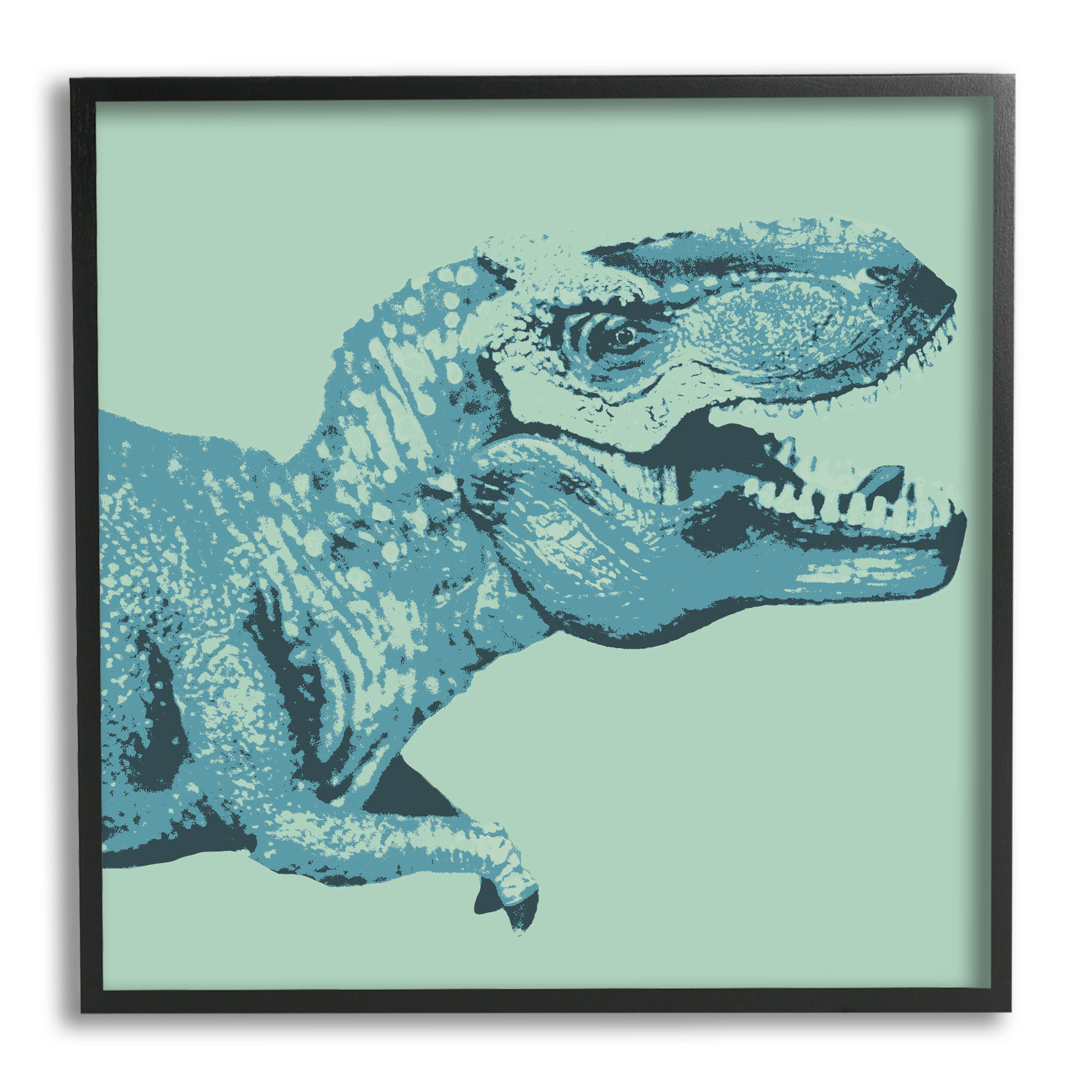 Stupell Industries Roaring T-Rex Dinosaur Vintage Stamp Style Design by ...