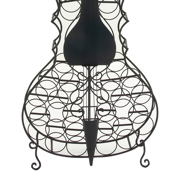 Fleur De Lis Living Black Metal Cello 26 Bottle Standing Wine Rack ...