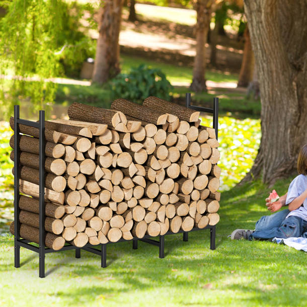 Arlmont & Co. Jiang 13'' W Metal Log Rack & Reviews | Wayfair