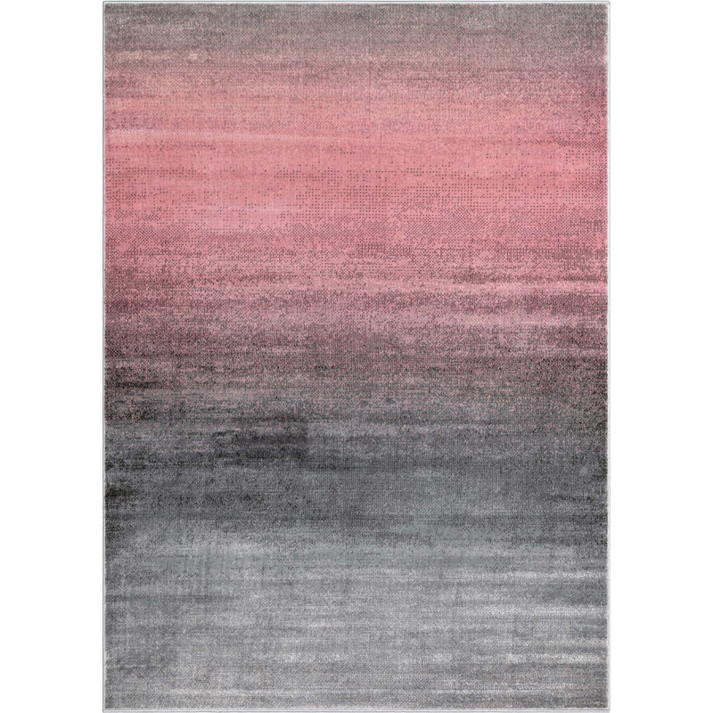 Well Woven Barclay Performance Black/Pink Rug | Wayfair
