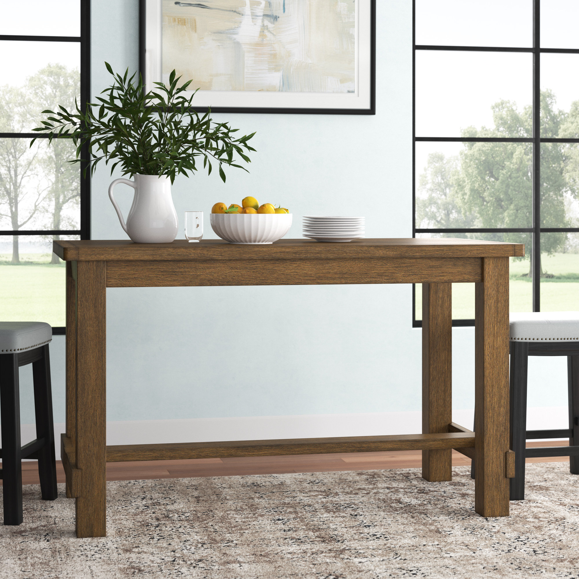 Three Posts™ Gosford Counter Height 60'' Solid Wood Trestle Dining ...