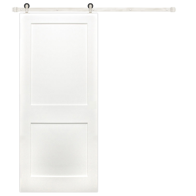 CreativeEntryways Paneled Wood Primed Shaker Barn Door with ...