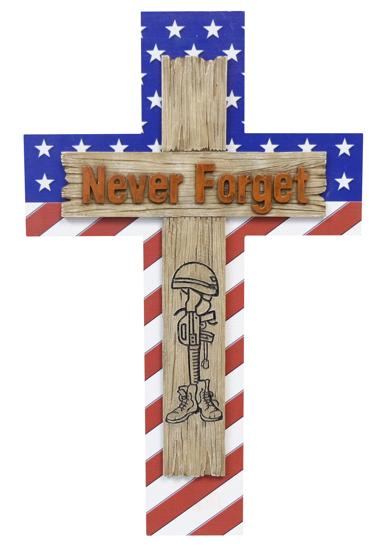 De Leon Collections American Flag Never Forget Fallen Solder Stacked ...