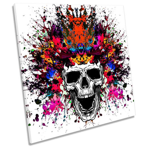 Maturi Skull Headress Explosion Picture CANVAS WALL ART Square Print ...