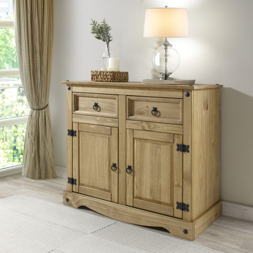 Gracie Oaks Childers 35.83'' Wide 2 Drawer Pine Solid Wood Server ...