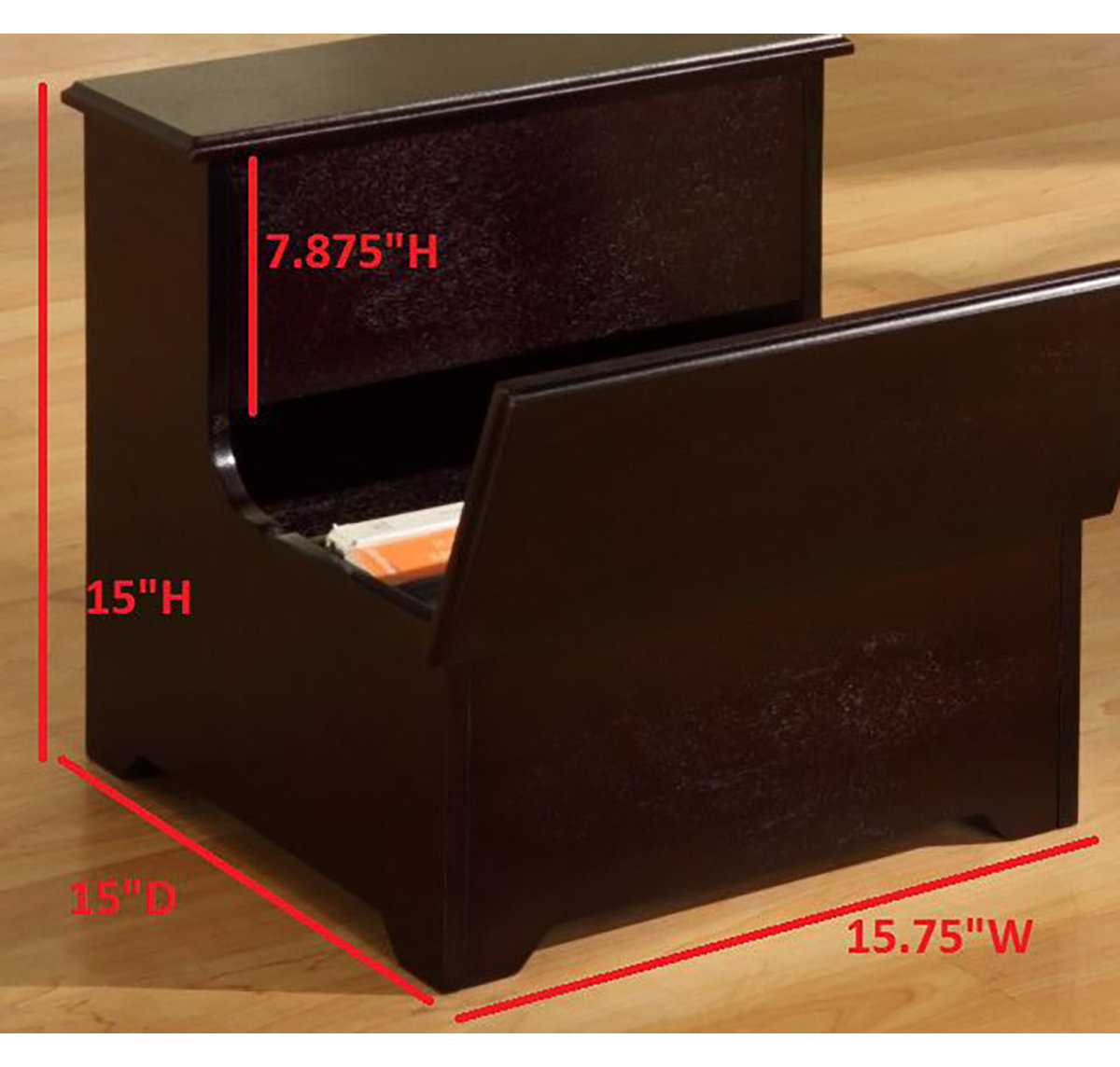 InRoom Designs 2-Step Manufactured Wood Storage Step Stool with 200 lb ...