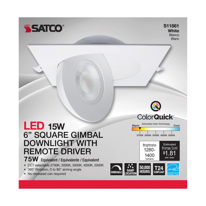 Satco 6" Ultra Slim Selectable CCT New Construction IC LED Canless ...