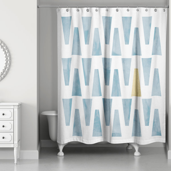 Ivy Bronx Cambria Watercolor Triangles Single Shower Curtain | Wayfair