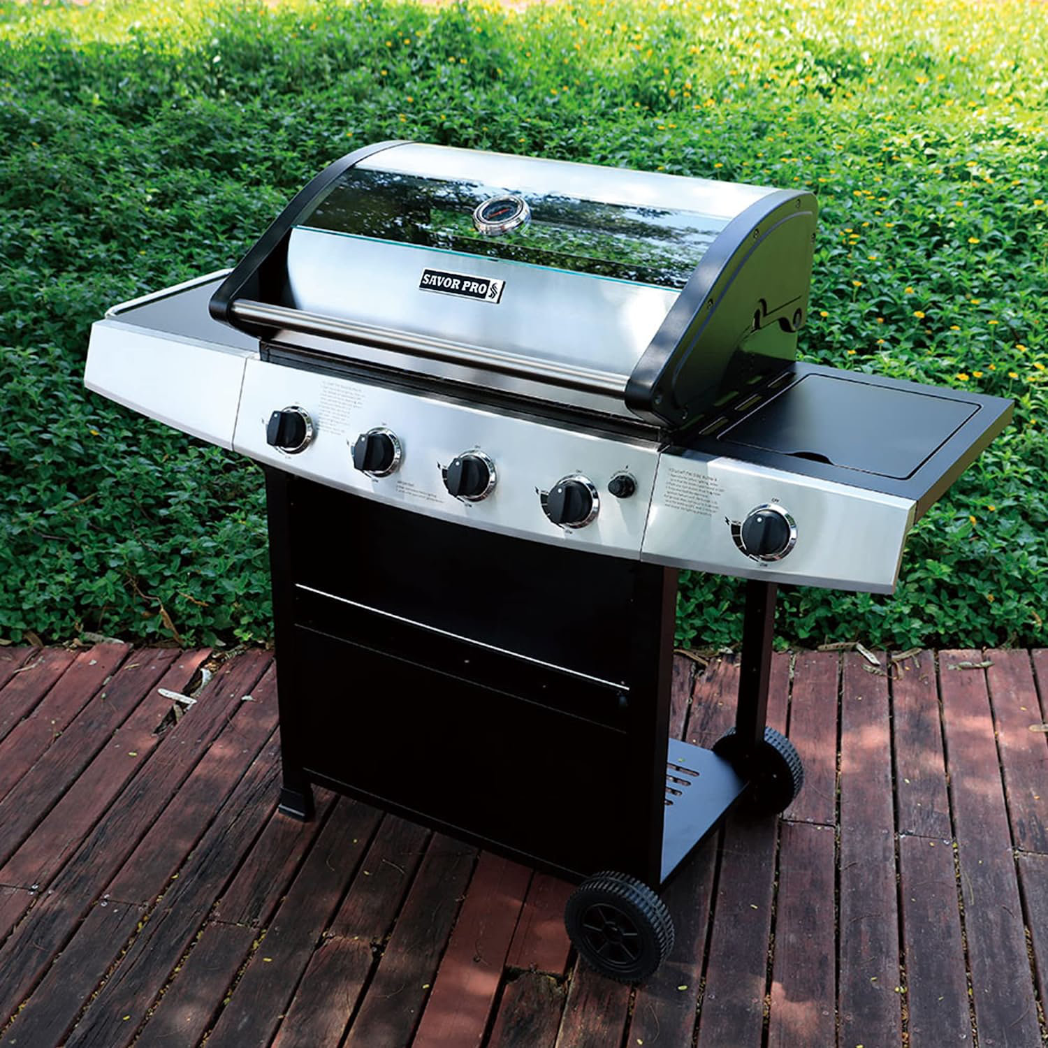 VANSTON 4 - Burner Countertop Liquid Propane Gas Grill with Side Burner ...