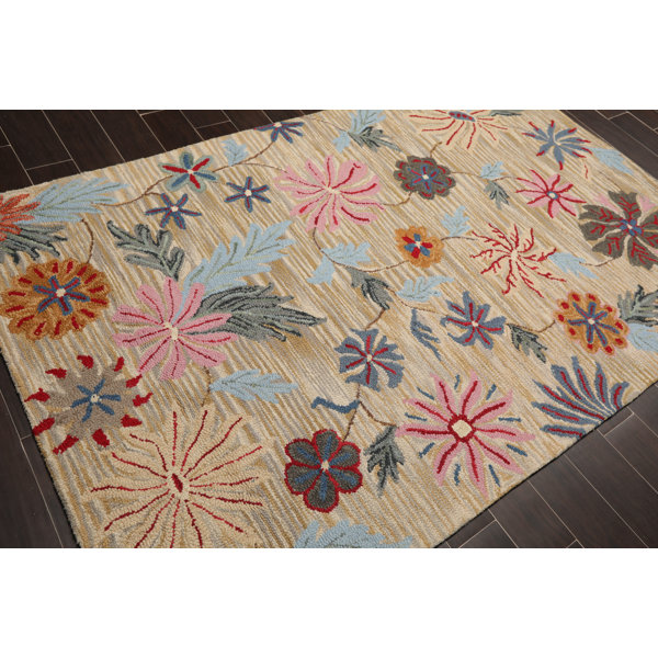 Bungalow Rose Radabaugh Handmade Wool Beige Rug | Wayfair