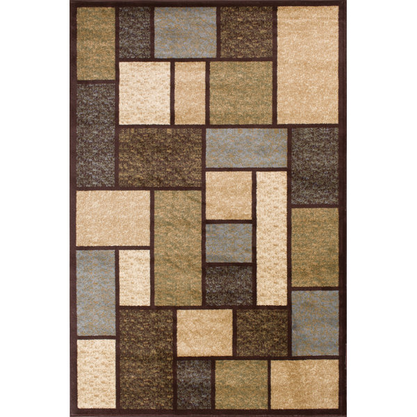 Wildon Home® Binta Geometric Green/Brown Area Rug & Reviews | Wayfair
