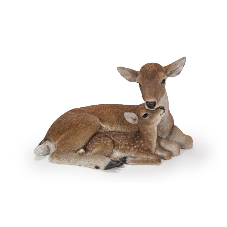 Hi-Line Gift Ltd. Cuddling Mother And Baby Deer 1 Piece Garden Statue ...