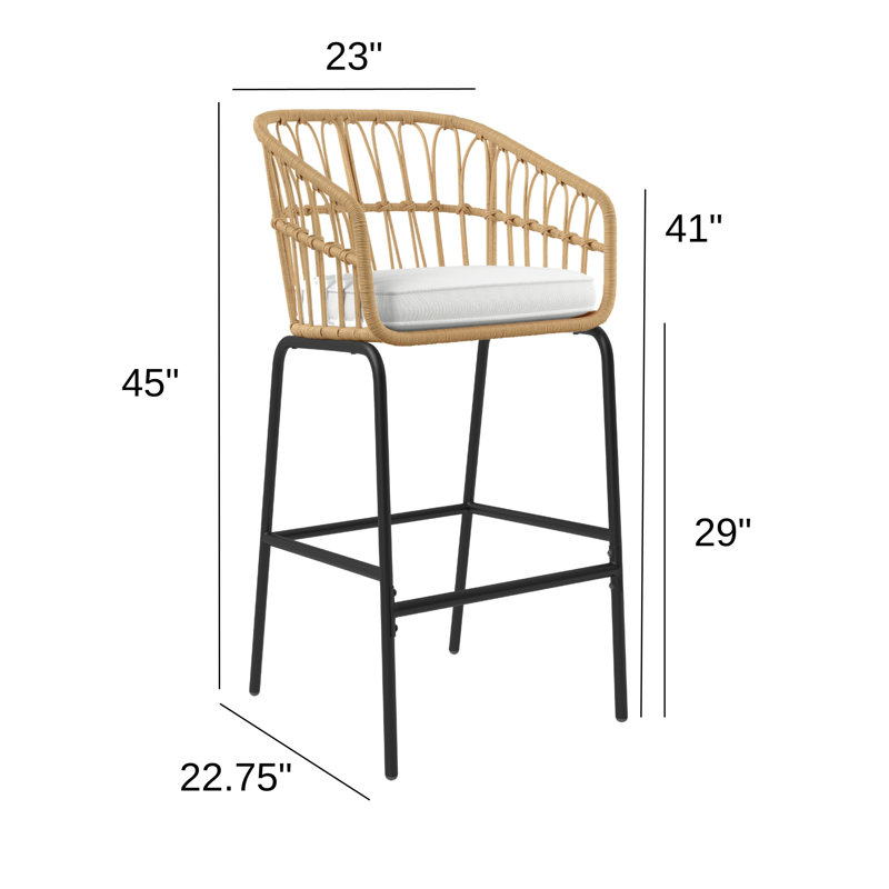 Joss & Main Byron Outdoor 32'' Bar Stool with Cushion & Reviews | Wayfair