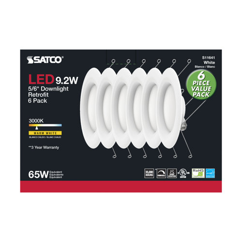 Satco 7.48" 3000K Remodel LED Retrofit Recessed Lighting Kit | Perigold