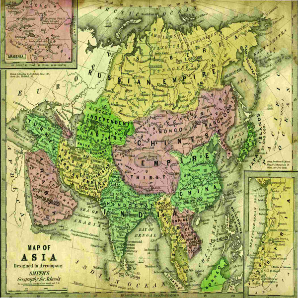 Trinx Map Of Asia - Wrapped Canvas Print | Wayfair