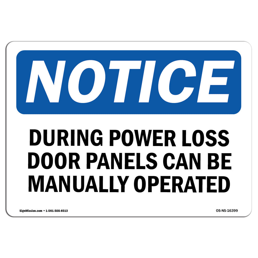 SignMission Osha Notice Power Loss Door Panels Can Be Manual Sign | Wayfair
