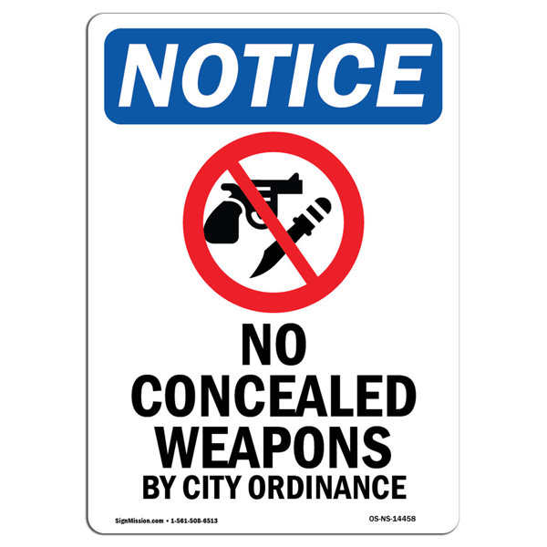 SignMission No Concealed Weapons Sign with Symbol | Wayfair
