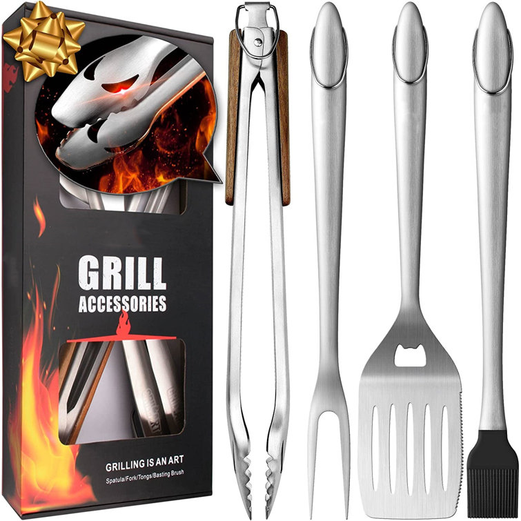 YardStash 4-Piece Stainless Steel Grilling Tool Set | Wayfair