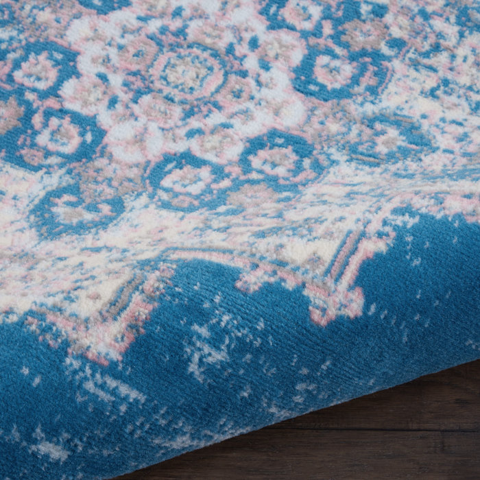 Bungalow Rose Burnie Performance Blue/Ivory Rug & Reviews | Wayfair