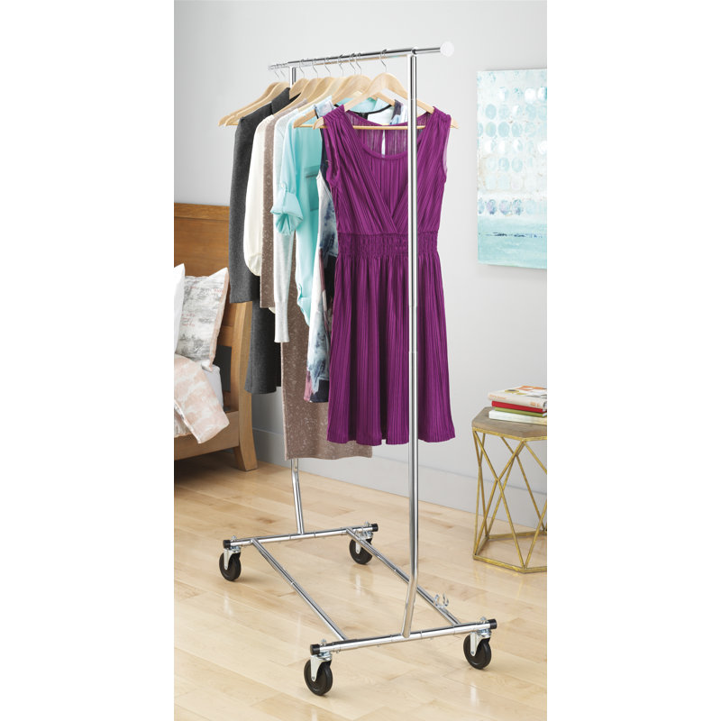 Rebrilliant Mcnaughton Adjustable Rolling Clothes Rack & Reviews | Wayfair