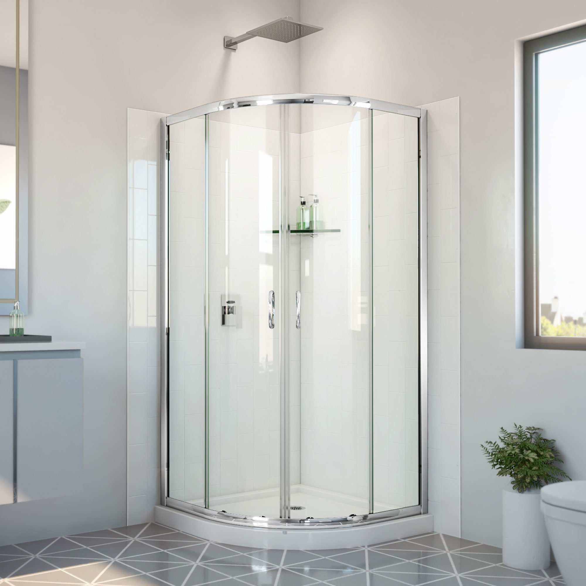 DreamLine 38'' W x 38'' D x 78'' H Semi-Frameless Round Shower Enclosure | Wayfair