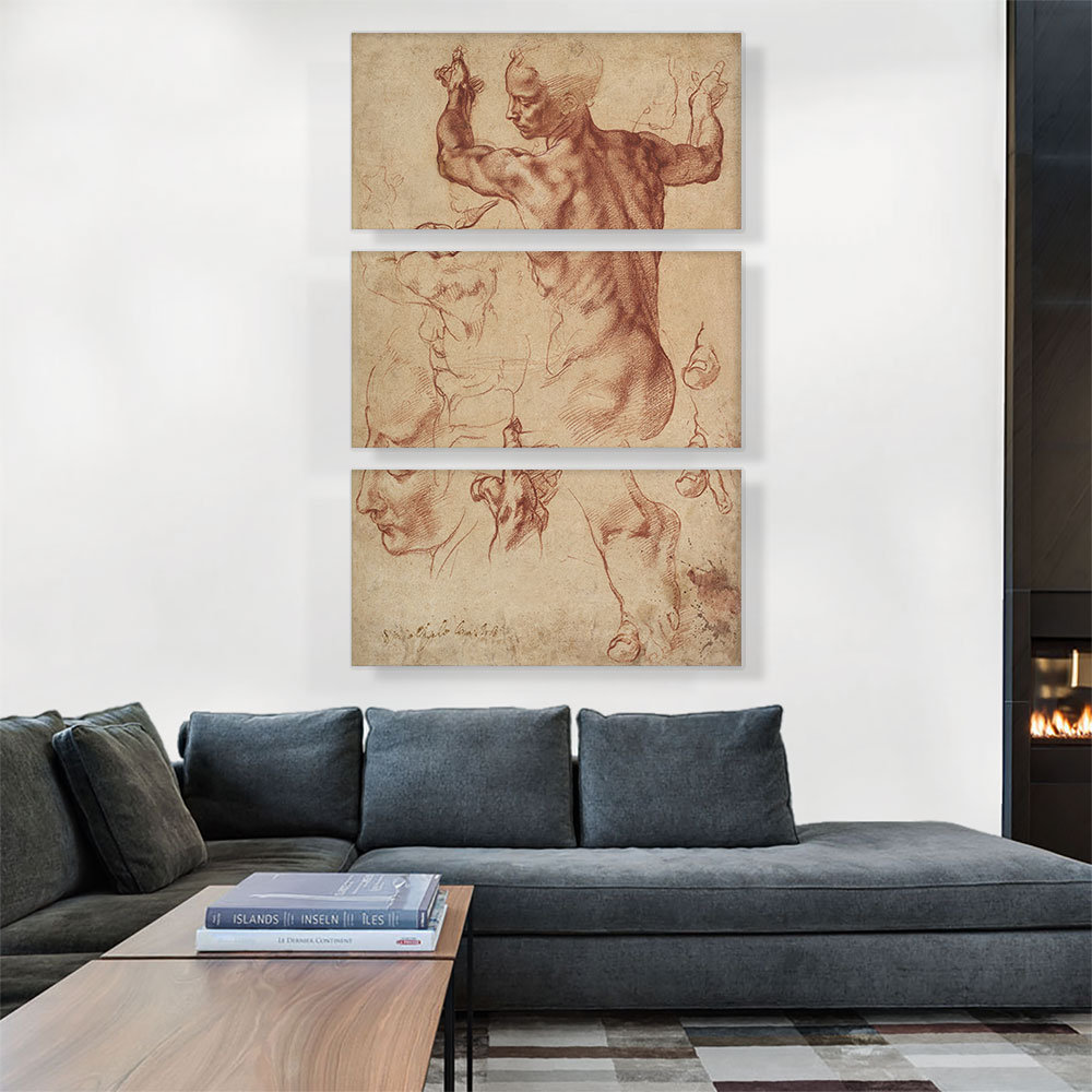 ARTCANVAS Studies For The Libyan Sibyl 1511 On Canvas 3 Pieces by ...