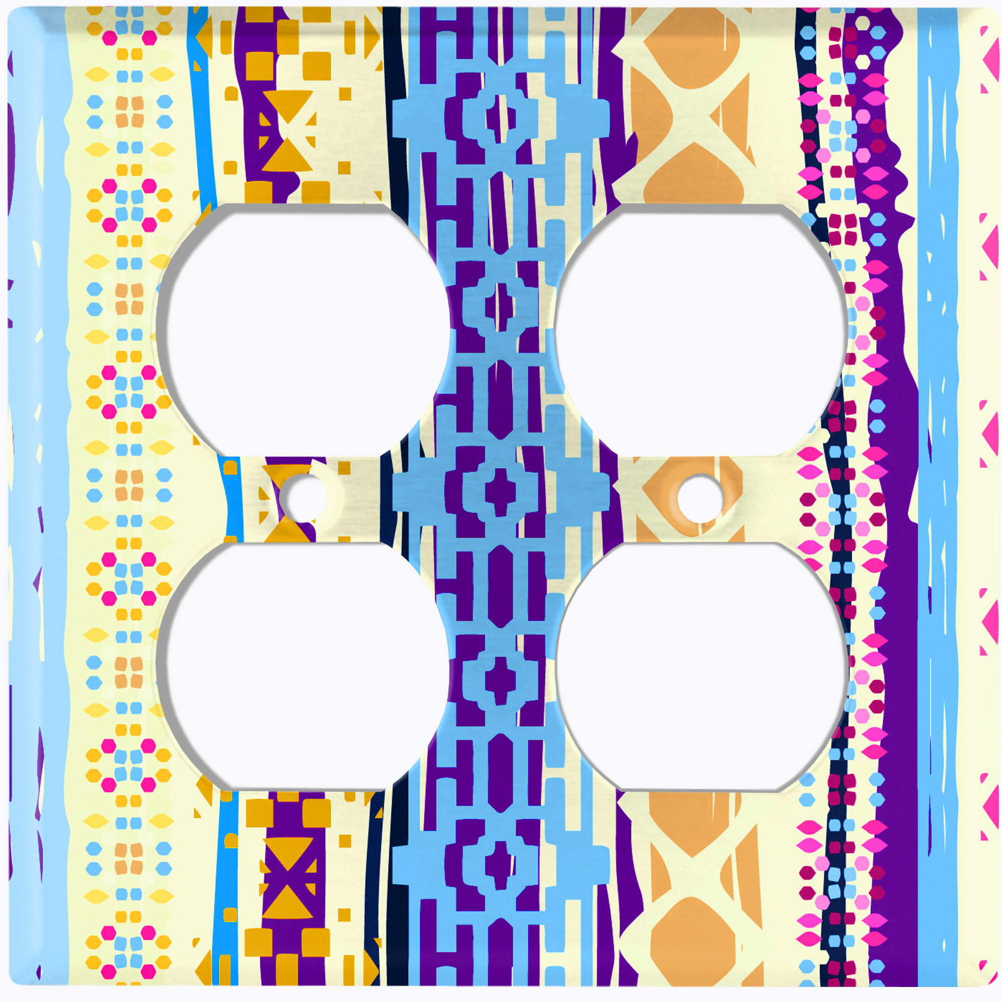 WorldAcc Ethnic Aztec Tribal Colorful Stripes Pattern 2-Gang Toggle ...