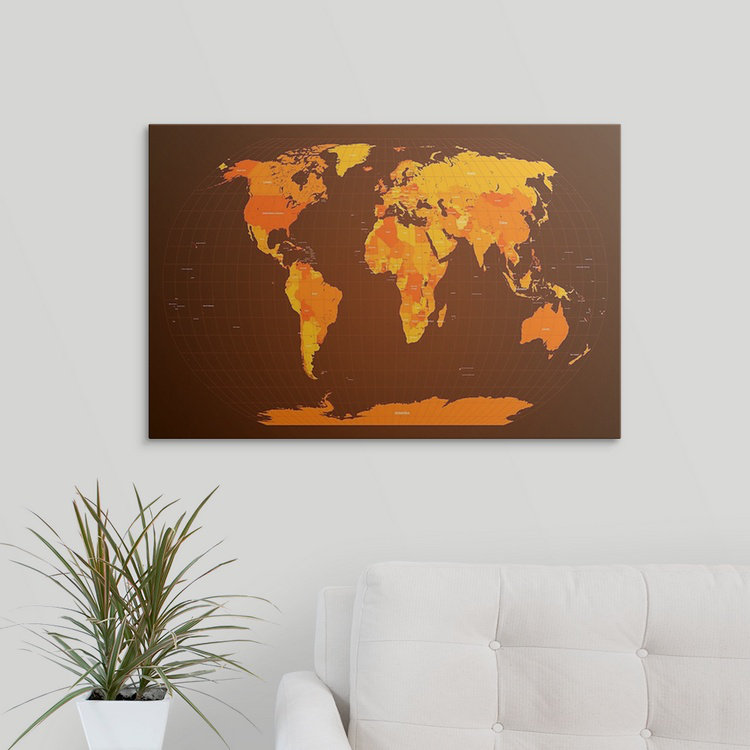 Ebern Designs Francy World Map Fall Colours by Michael Tompsett ...