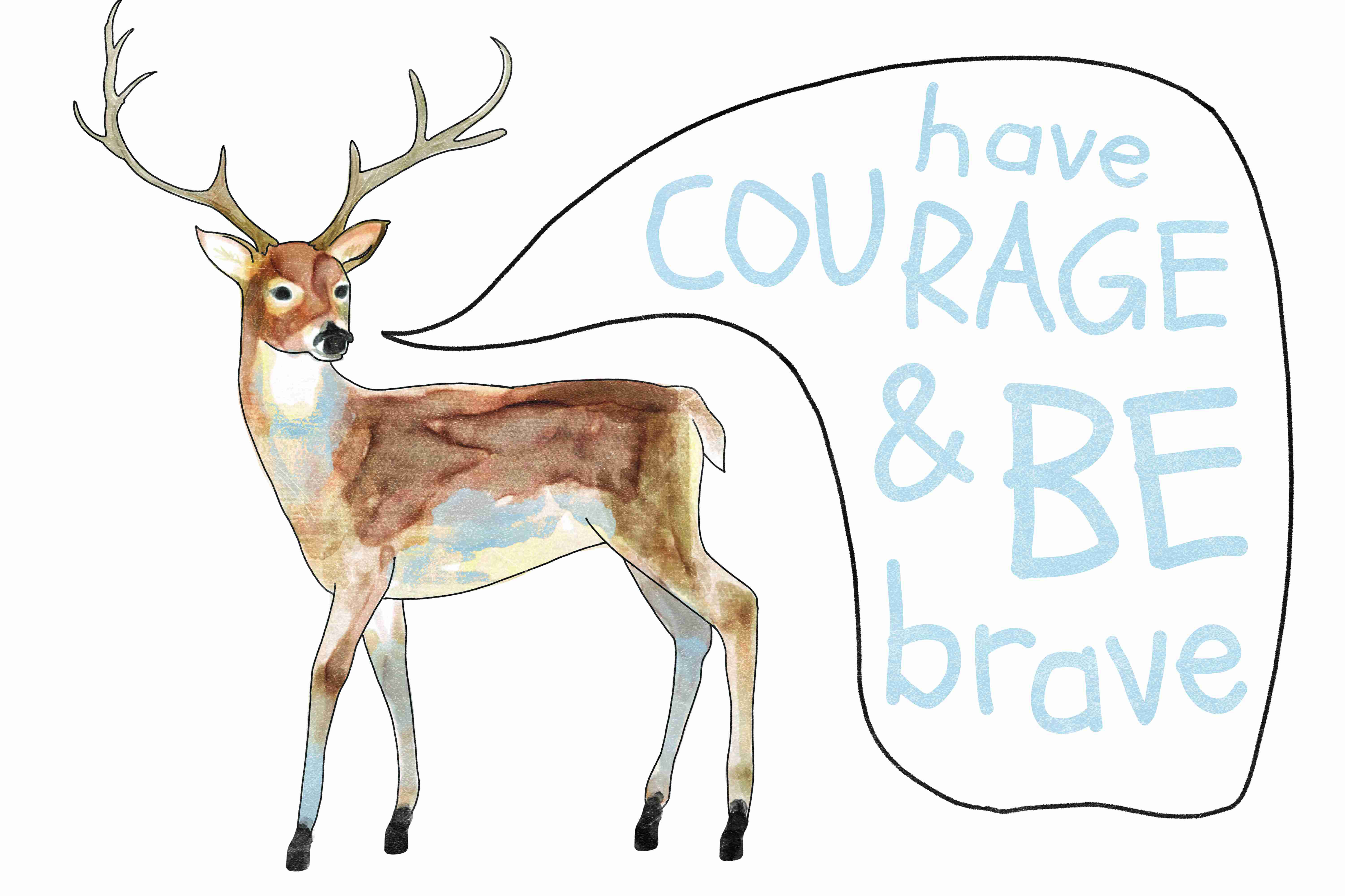 Highland Dunes Have Courage Advice Deer - Wrapped Canvas Painting | Wayfair