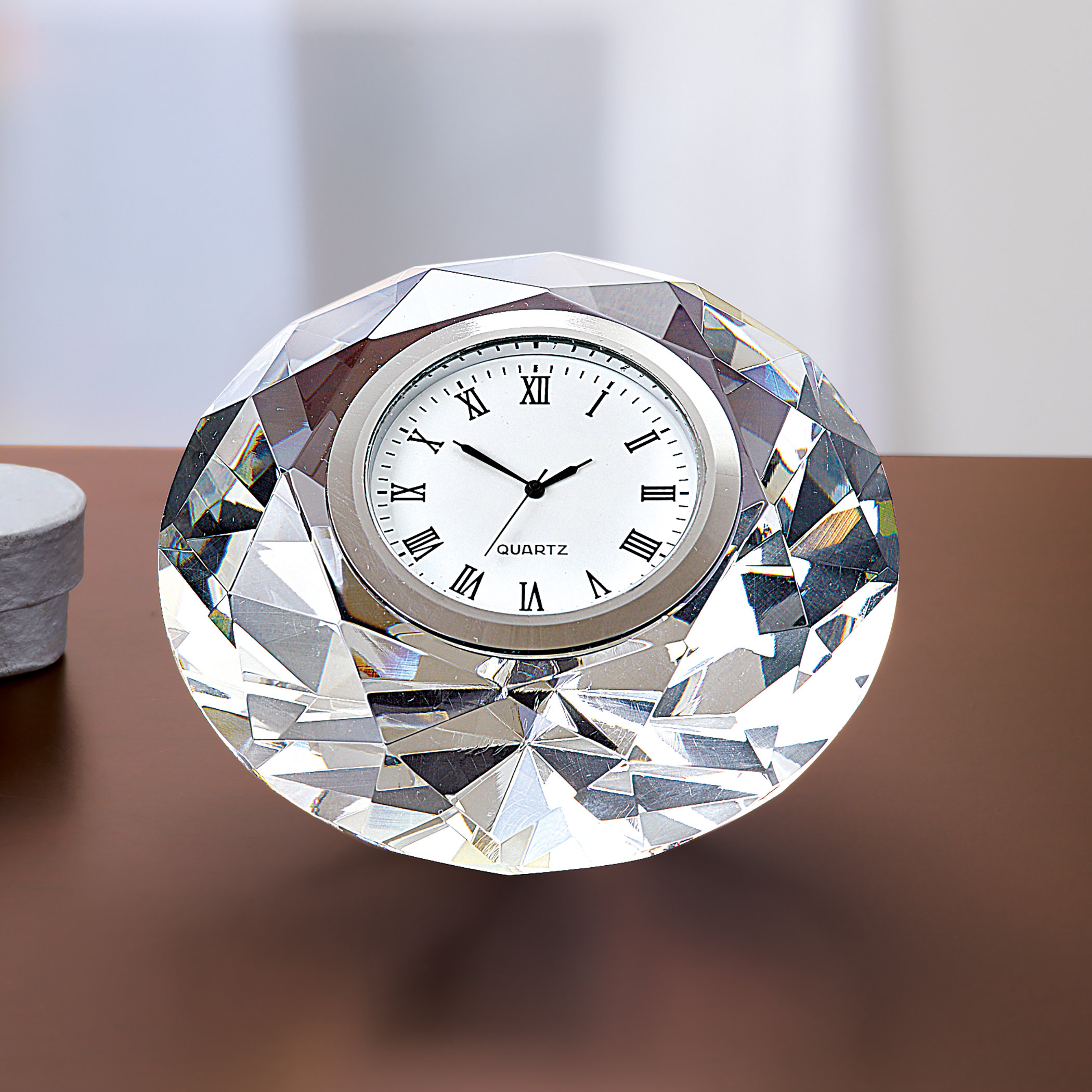 Mercer41 Analog Metal Electric Tabletop Clock in Clear | Wayfair