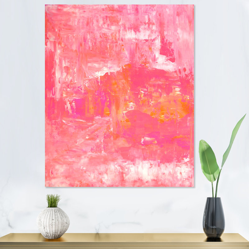Wrought Studio Orange And Pink Abstract Art Colorfields Framed On ...