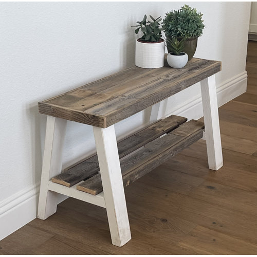 Gracie Oaks Minoo Solid Wood Shelves Storage Bench & Reviews | Wayfair