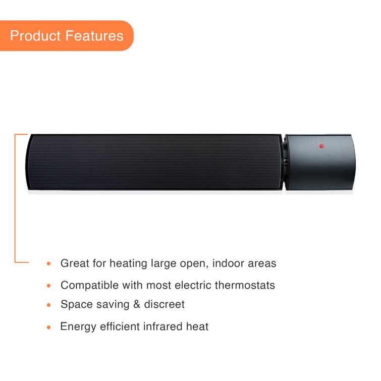 Mirrorstone 1800W Helios Infrared Bar Heater Black | Wayfair.co.uk