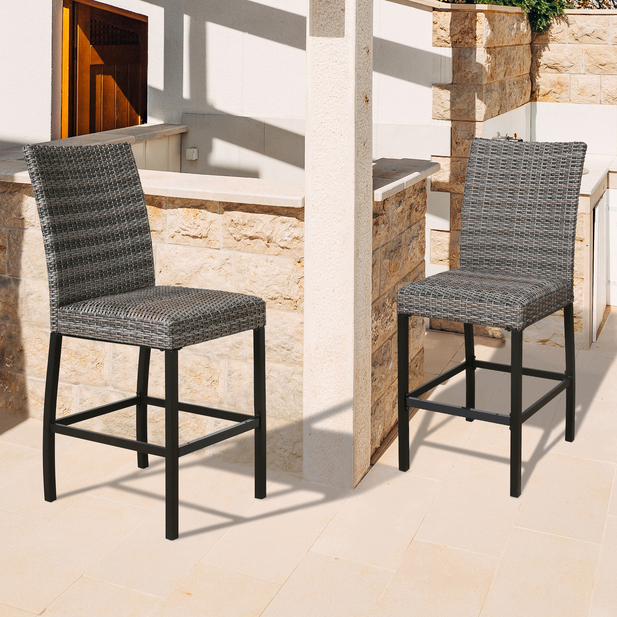 Lark Manor Airic Wicker Outdoor Stool | Wayfair