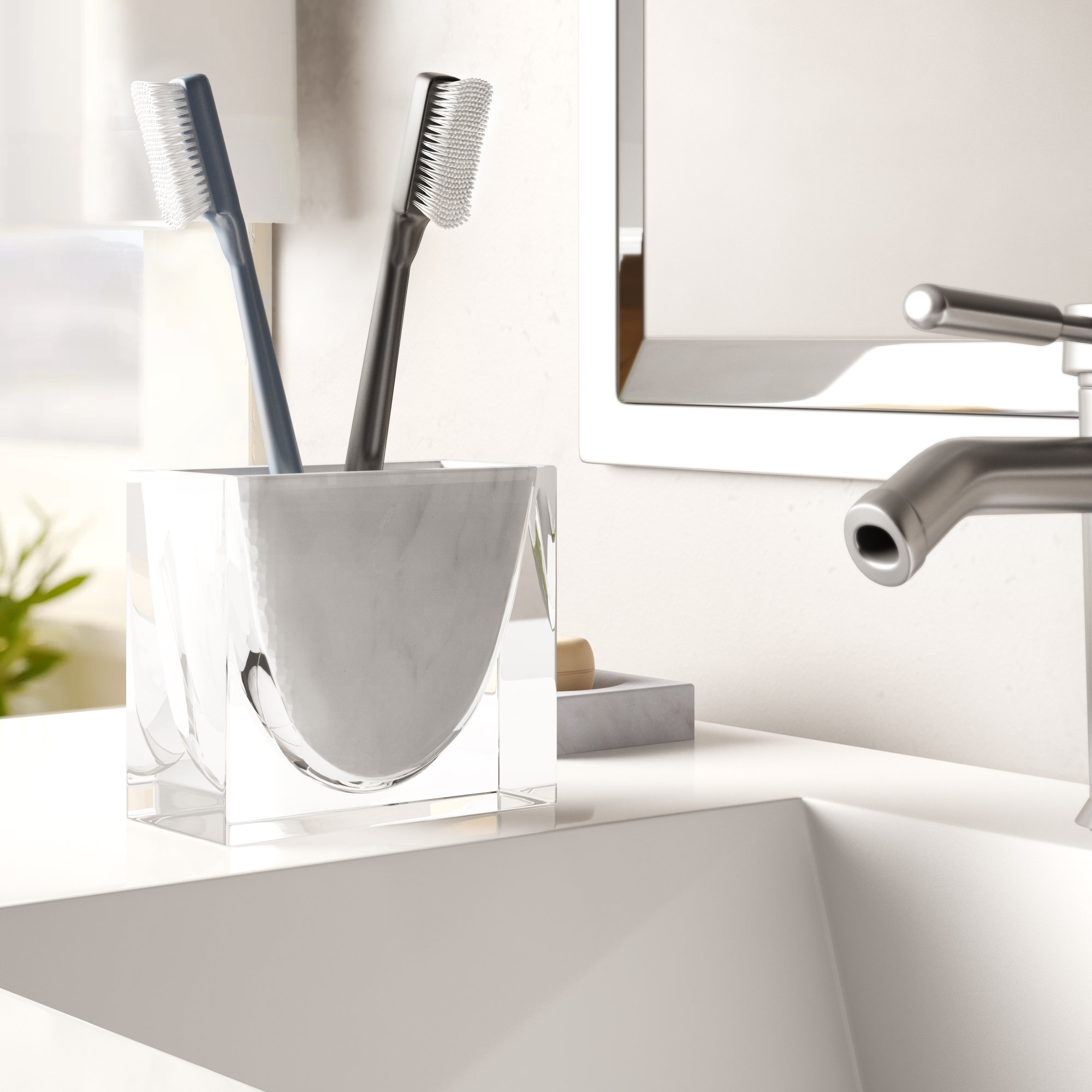 Wrought Studio Kulas Injected Resin Floating Toothbrush Holder | Wayfair