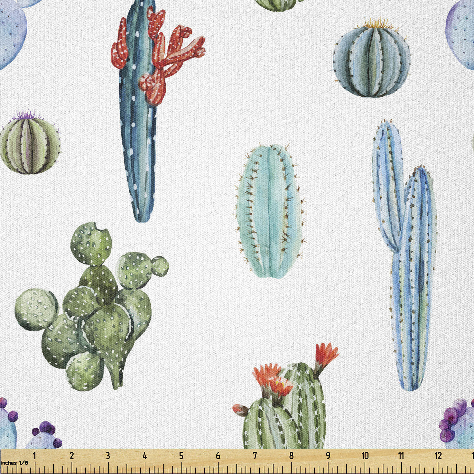 East Urban Home Cactus Fabric By The Yard, Watercolor Cactus Plant ...