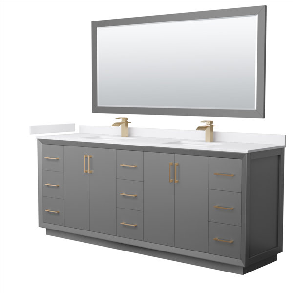 Wyndham Collection Strada 84" Double Bathroom Vanity Set With Mirror ...