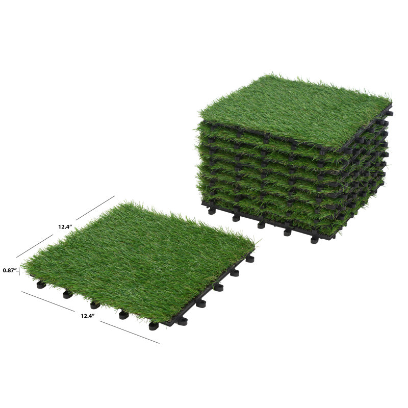 Safavieh Paju 12.4" W x 12.4" L Artificial Grass Turf Panels | Wayfair