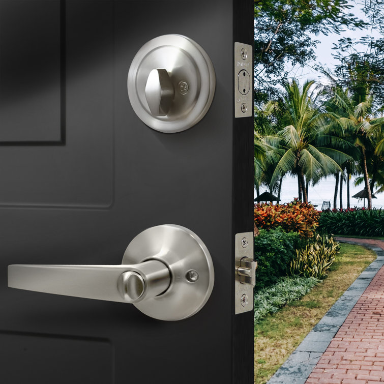 Premier Lock Complete Entry Lever Set with Single Cylinder Deadbolt ...