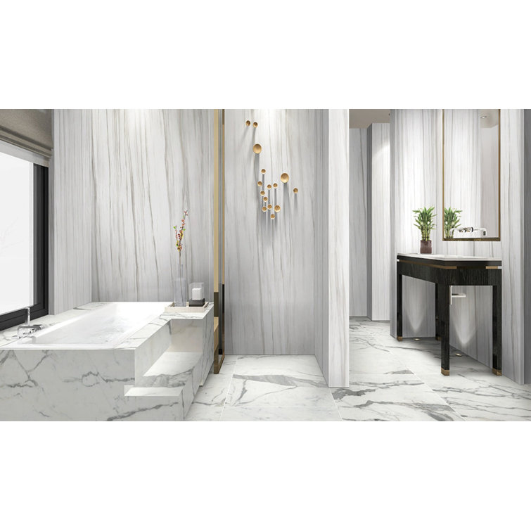 Stone & Tile Shoppe, Inc. Marble 60" x 60" Porcelain Marble Look Wall ...