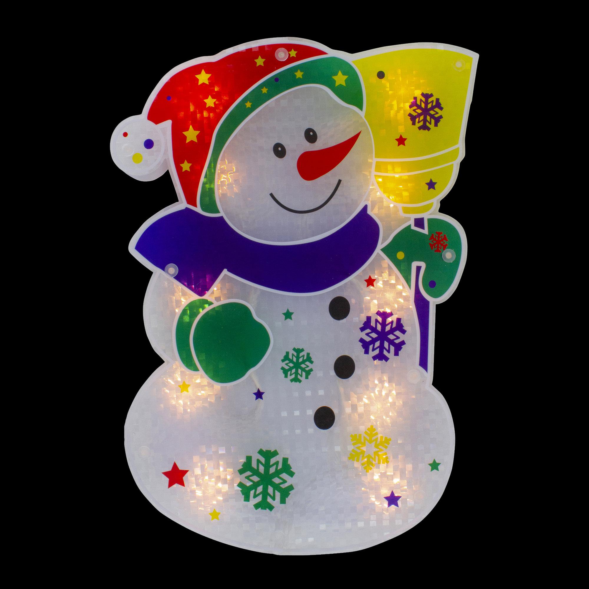Northlight 12.5" Lighted White Snowman Christmas Window Silhouette ...
