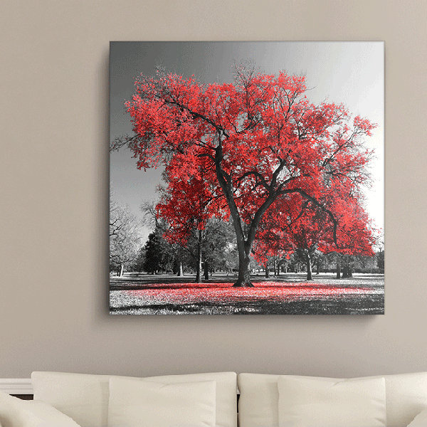 Winston Porter The Big Red Tree On A Black And White Landscape ...